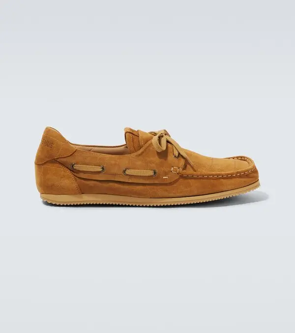 Jacquemus Croc-effect Suede Boat Shoes - Beige