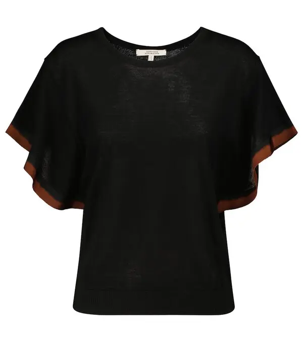 Dorothee Schumacher Wool And Silk Blend Sweater With Contrasting Trim - Black