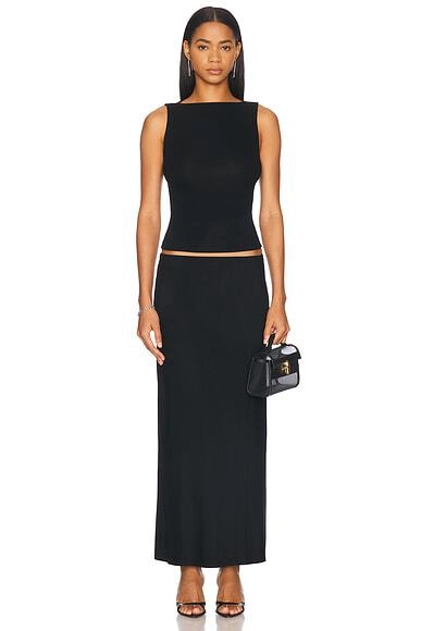 Enza Costa Silk Knit Sleeveless Boatneck Top - Black