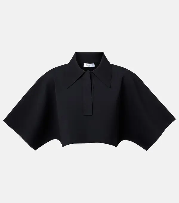 Alaïa Cropped Polo Shirt - Black