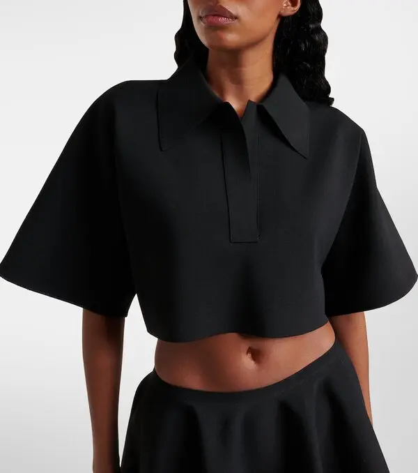 Alaïa Cropped Polo Shirt - Black