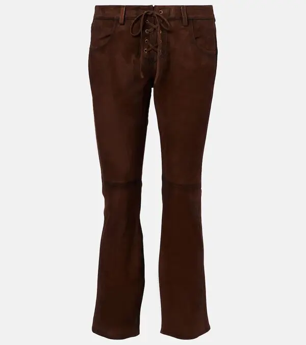 Isabel Marant Étoile Vanel Low-rise Suede Lace-up Pants - Brown