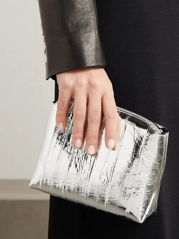 Khaite Lina Metallic Crinkled-eel Pouch