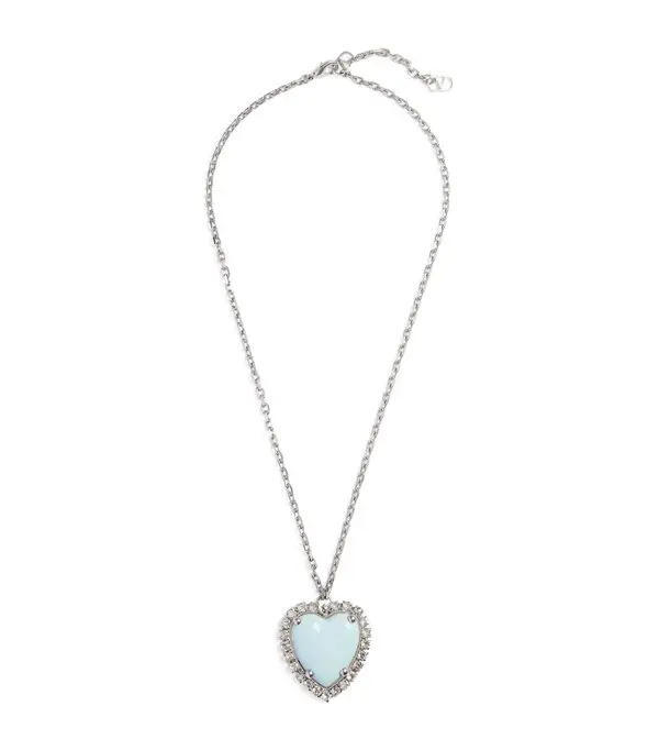Valentino Garavani Crystal Heart Pendant Necklace - Silver
