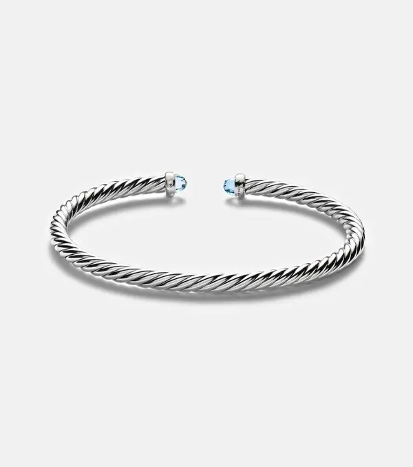 David Yurman Sterling And 14kt Gold Blue Topaz Cuff Bracelet