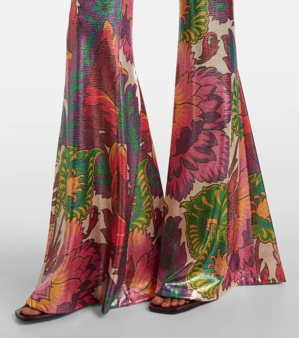 Etro Semi-sheer Flared Jersey Pants - Multicoloured
