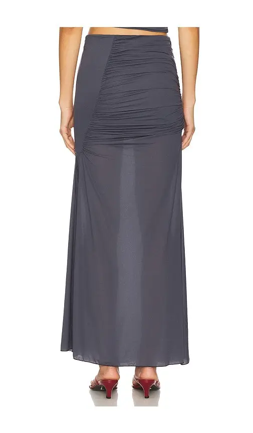 INDAH Solid Gathered Band Maxi Skirt
