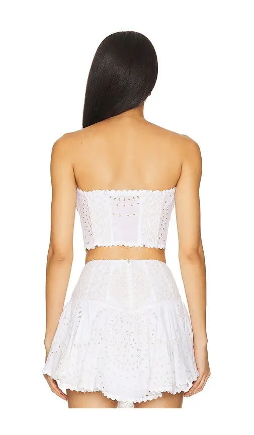 Charo Ruiz Ibiza Rory Bustier White Eyelet Cotton Blend