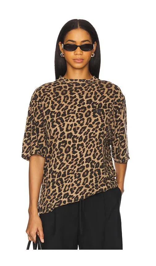 ANINE BING Avi Tee In Leopard Print - Brown
