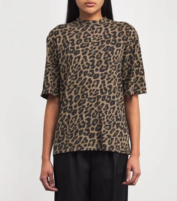 ANINE BING Leopard Print Avi T-shirt - Brown
