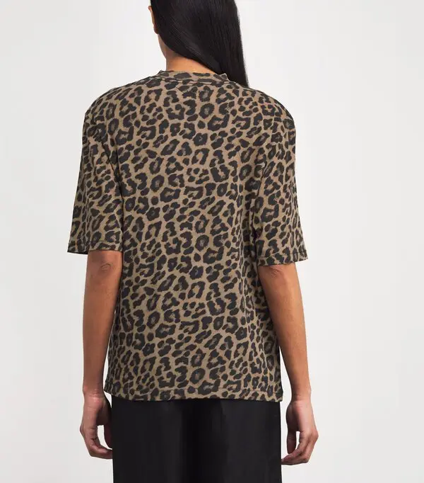 ANINE BING Leopard Print Avi T-shirt - Brown