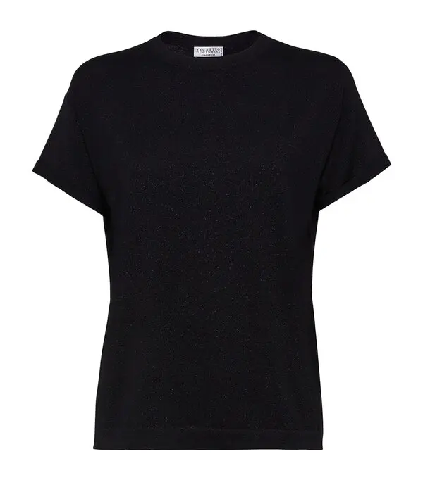 Brunello Cucinelli Cashmere-silk-blend T-shirt - Black