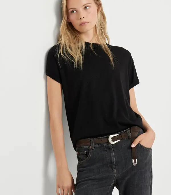 Brunello Cucinelli Cashmere Silk Blend T-shirt - Black