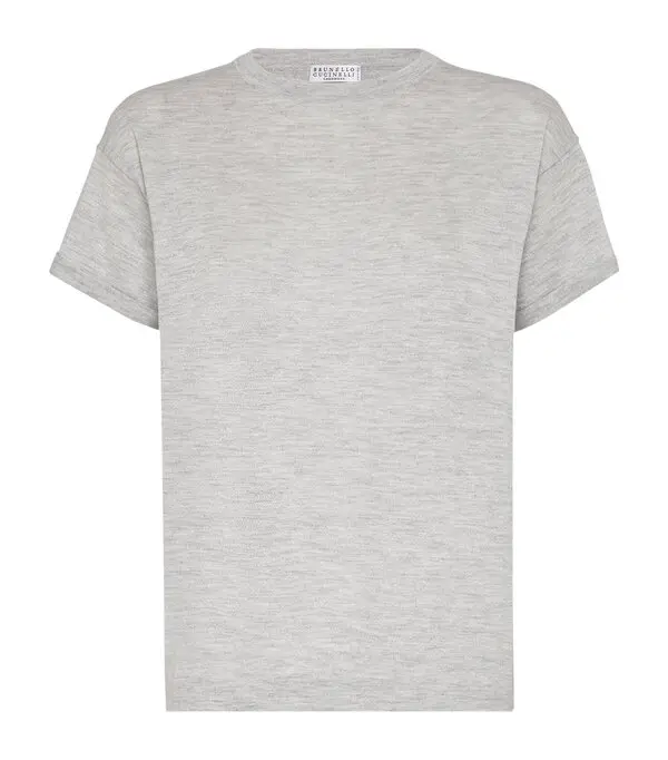 Brunello Cucinelli Cashmere-silk-blend T-shirt - Grey