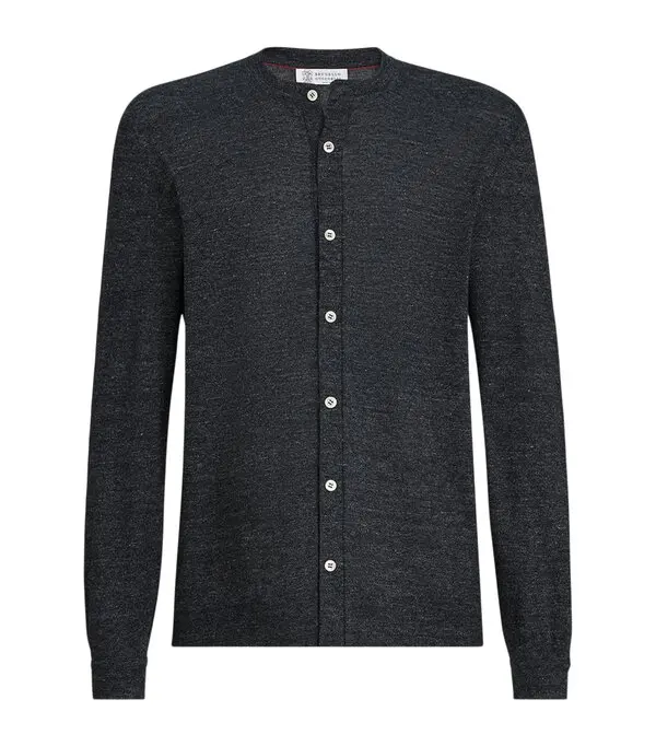 Brunello Cucinelli Linen-cotton Mandarin Collar Cardigan