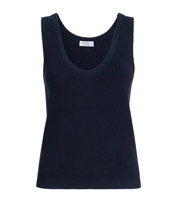 Brunello Cucinelli Cotton Knitted Vest - Blue