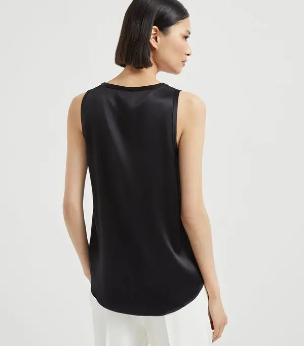 Brunello Cucinelli Stretch-silk Satin Reversible Tank Top - Black