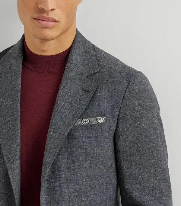 Brunello Cucinelli Silk Pocket Square - Black