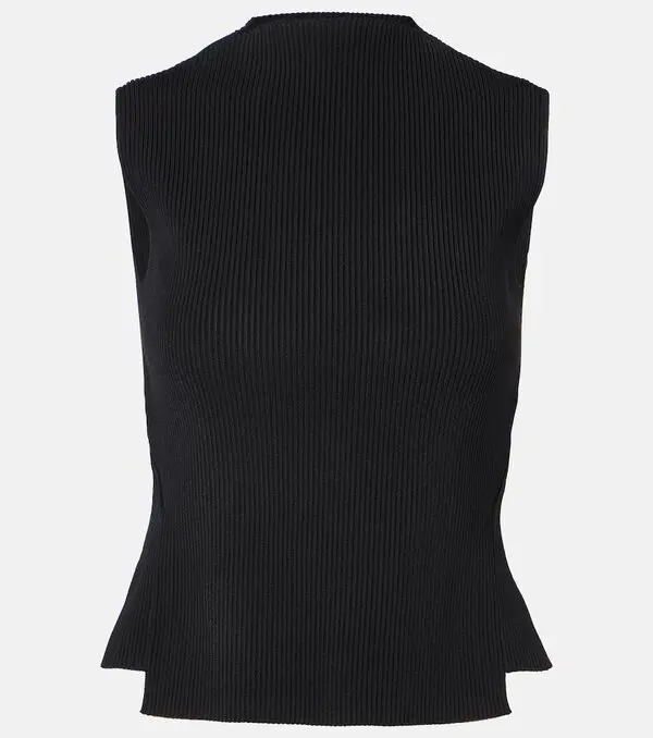 Victoria Beckham Ribbed-knit Sleeveless Top - Black