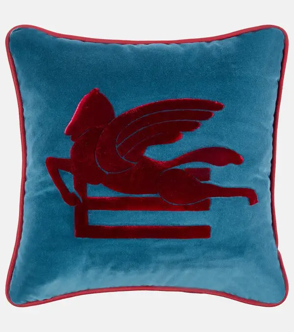 Etro Embroidered Cotton And Velvet Cushion - Multicoloured