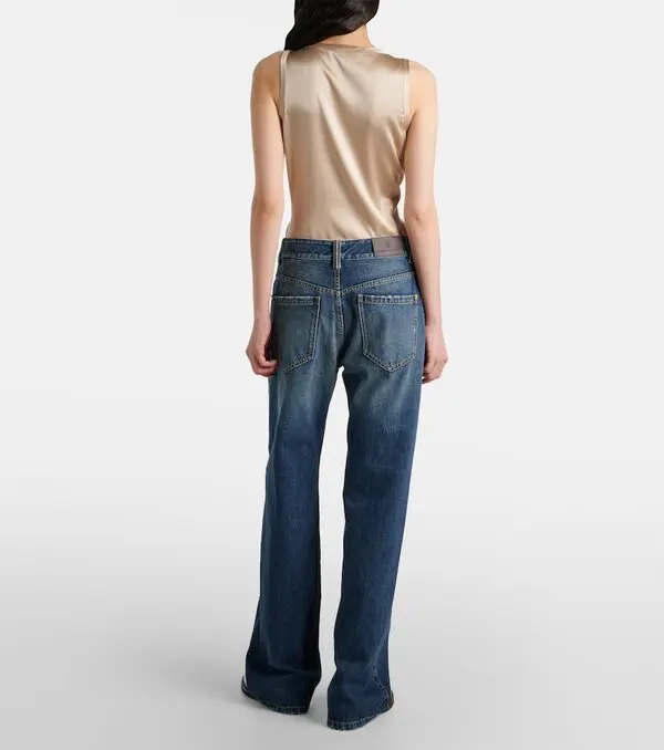 Brunello Cucinelli Low-rise Straight Jeans In Aged Denim