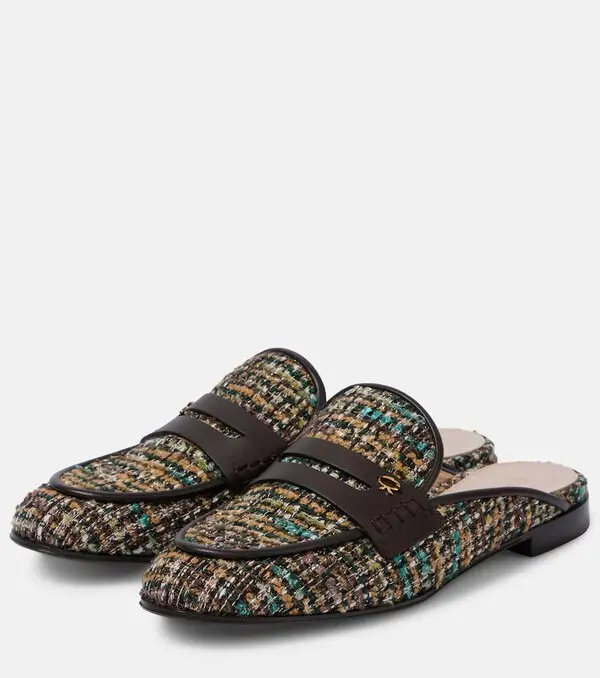 GIANVITO ROSSI Leather-trimmed Boucle Mules