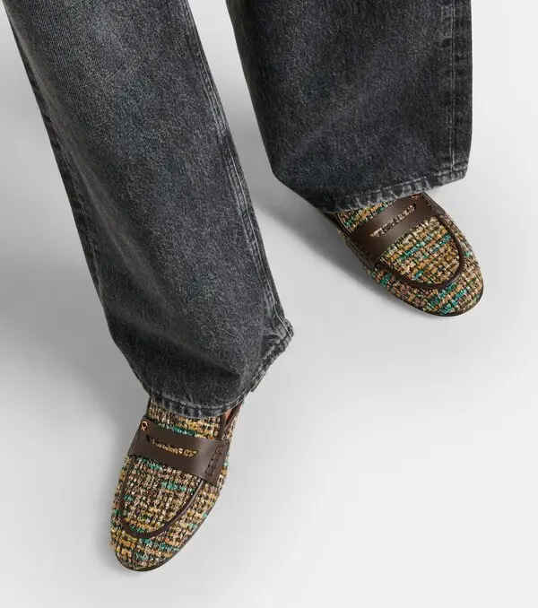 GIANVITO ROSSI Leather-trimmed Boucle Mules