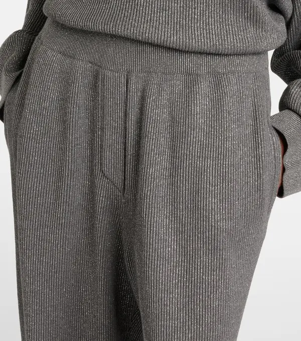 Brunello Cucinelli Cotton-blend Lame Wide-leg Trousers