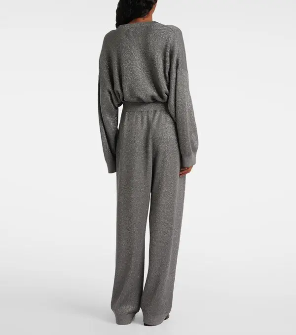 Brunello Cucinelli Cotton-blend Lame Wide-leg Trousers