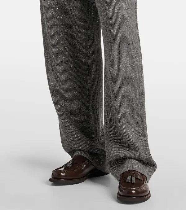 Brunello Cucinelli Cotton-blend Lame Wide-leg Trousers