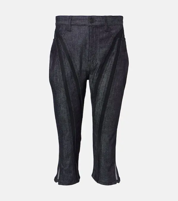 MUGLER Paneled Mesh-trimmed Capri Pants
