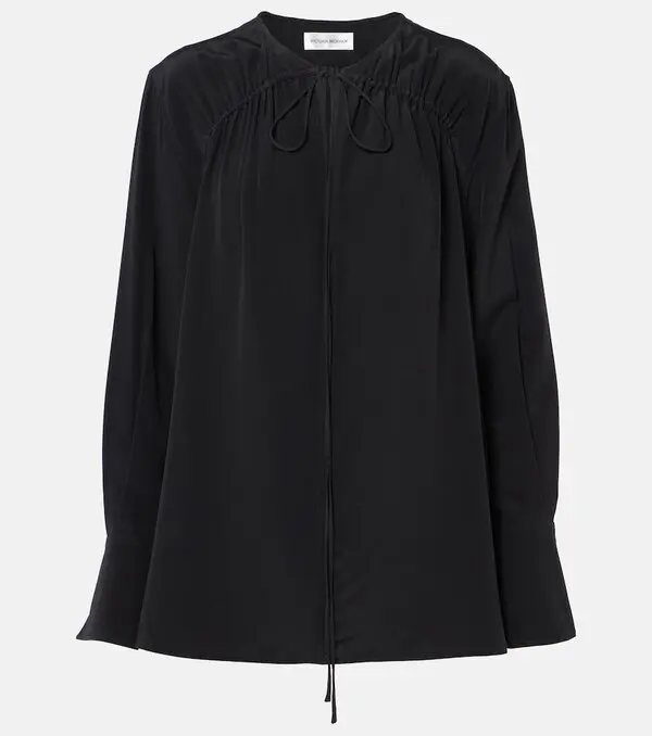 Victoria Beckham Silk Tie-neck Blouse - Black