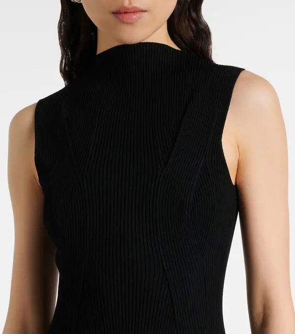 Victoria Beckham Pleated Ribbed-knit Gown