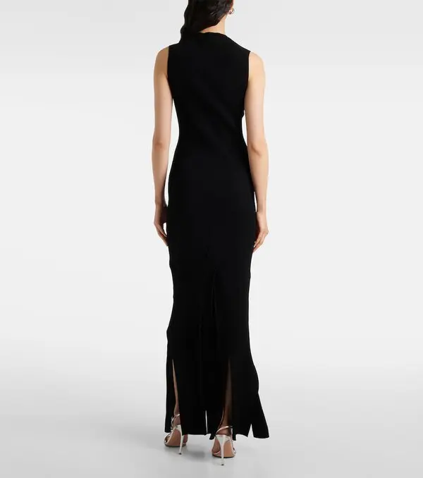 Victoria Beckham Pleated Ribbed-knit Gown