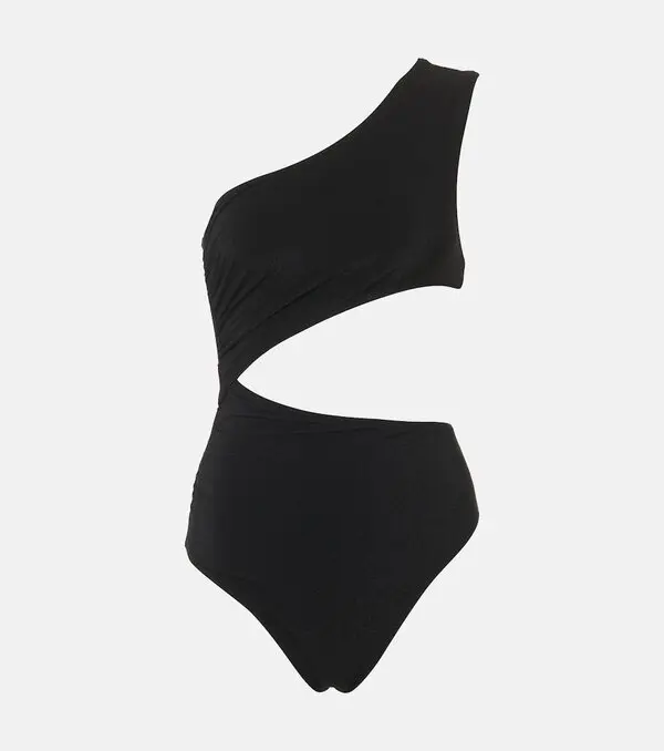 Balmain One-shoulder Cut-out Swimsuit - Black