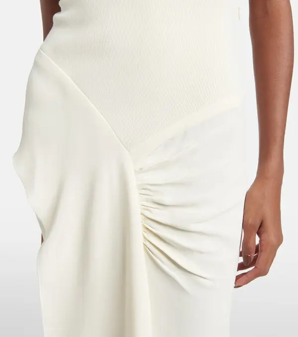 Victoria Beckham Draped Turtleneck Jersey Maxi Dress