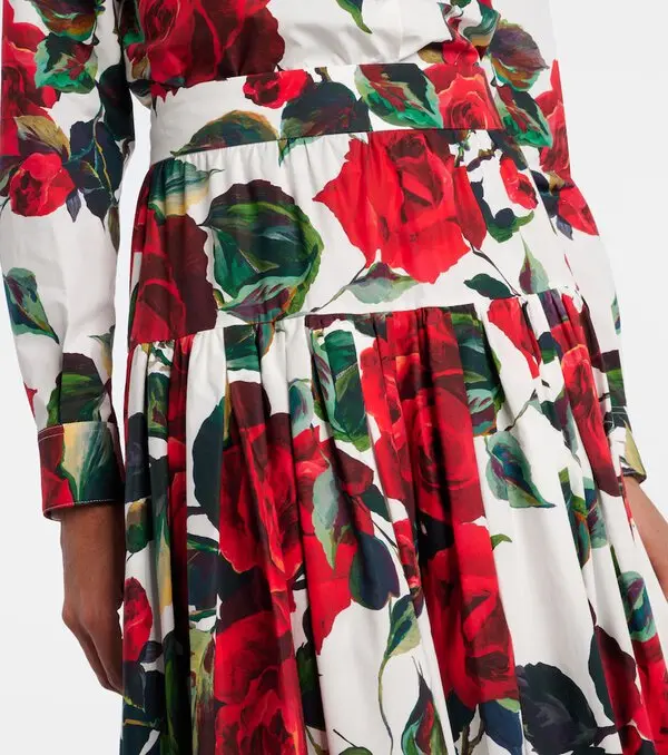 Dolce & Gabbana Floral Tiered Cotton Maxi Skirt