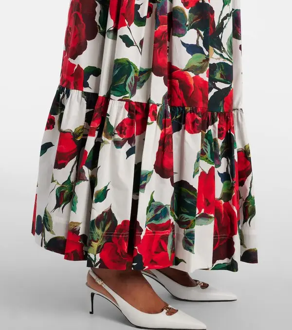 Dolce & Gabbana Floral Tiered Cotton Maxi Skirt