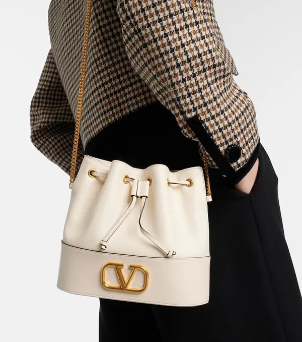 Valentino Garavani Vlogo Signature Leather Bucket Bag