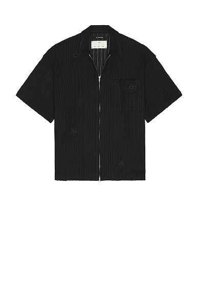SONG FOR THE MUTE Daisy Zip Up Gym Shirt - Black
