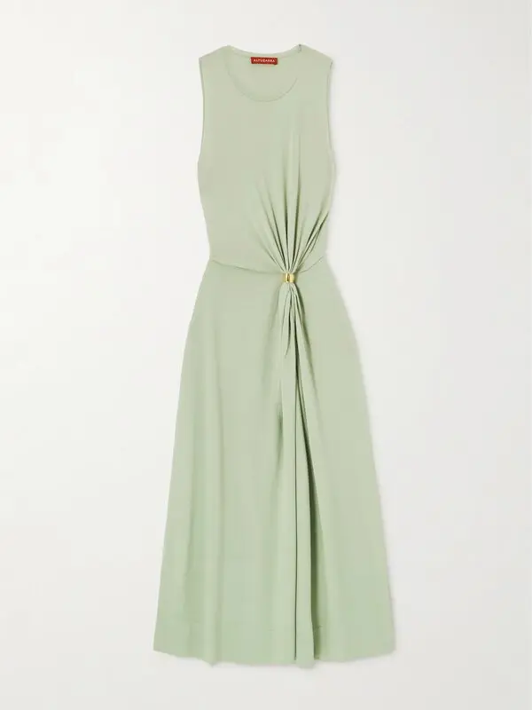 Altuzarra Saralien Embellished Gathered Midi Dress - Green