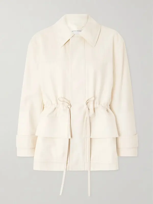 Bottega Veneta Leather-trimmed Cotton-twill Jacket - Neutrals
