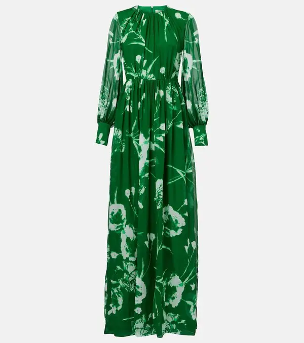 Erdem Floral Silk Voile Gown