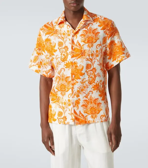Etro Paisley Linen Bowling Shirt