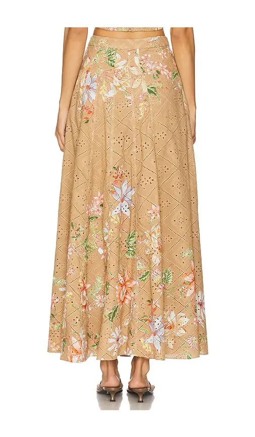 Hemant & Nandita Printed Eyelet Maxi Skirt