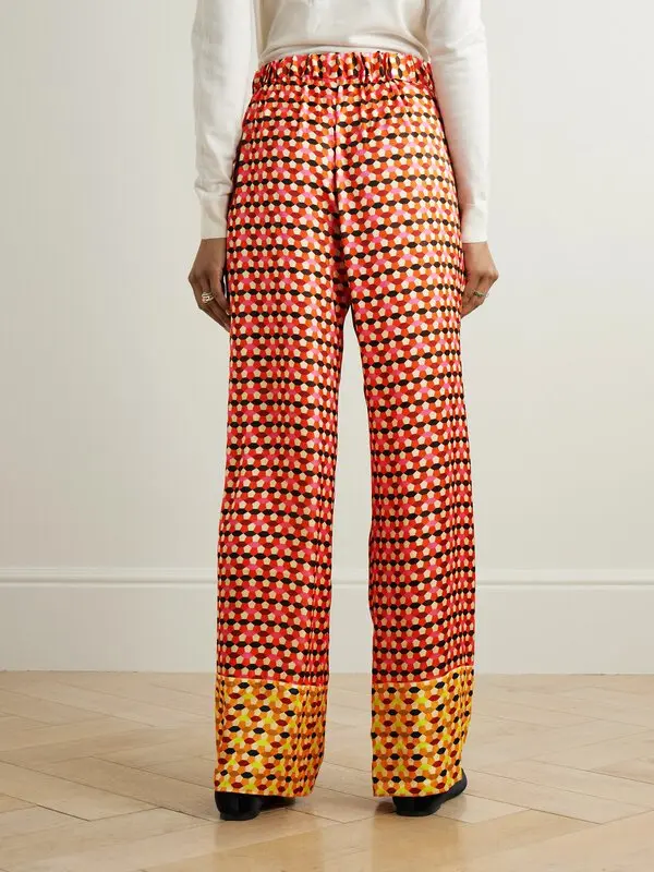 DIMA AYAD Printed Satin Wide-leg Pants