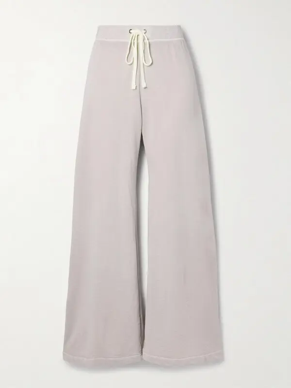 JAMES PERSE Cotton-terry Wide-leg Track Pants - Gray