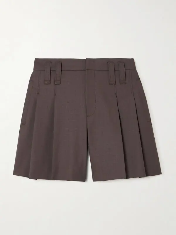 Brunello Cucinelli Pleated Wool-blend Shorts - Brown