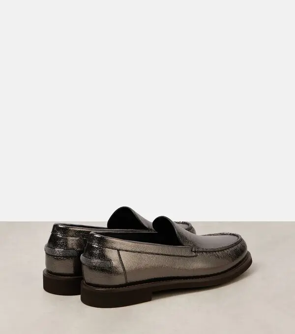 Brunello Cucinelli Metallic Leather Loafers