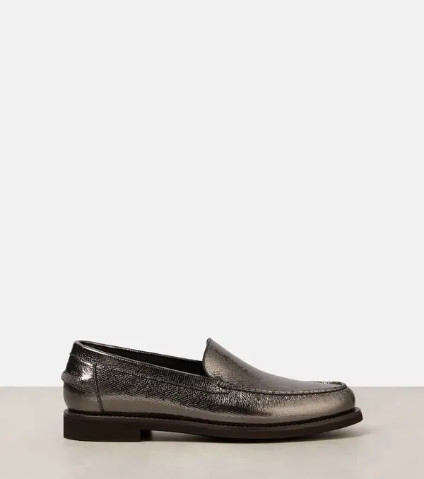 Brunello Cucinelli Metallic Leather Loafers